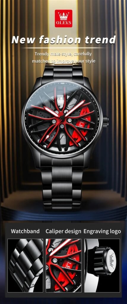 OLEVS 9937 Hip Hop Car Wheel Watch - OLEVS WATCHES