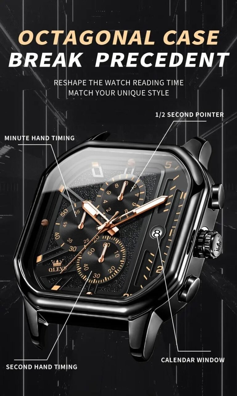 OLEVS 9950 Men's Square Skeleton Quartz Watch - OLEVS WATCHES