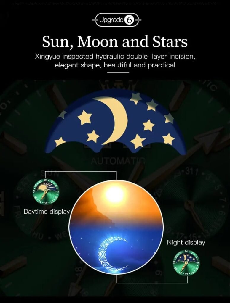 Olevs 6633 Luxury Moon Phase Calendar Automatic Watch - OLEVS WATCHES