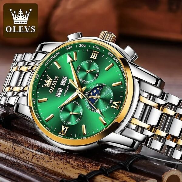 Olevs 6633 Luxury Moon Phase Calendar Automatic Watch - OLEVS WATCHES