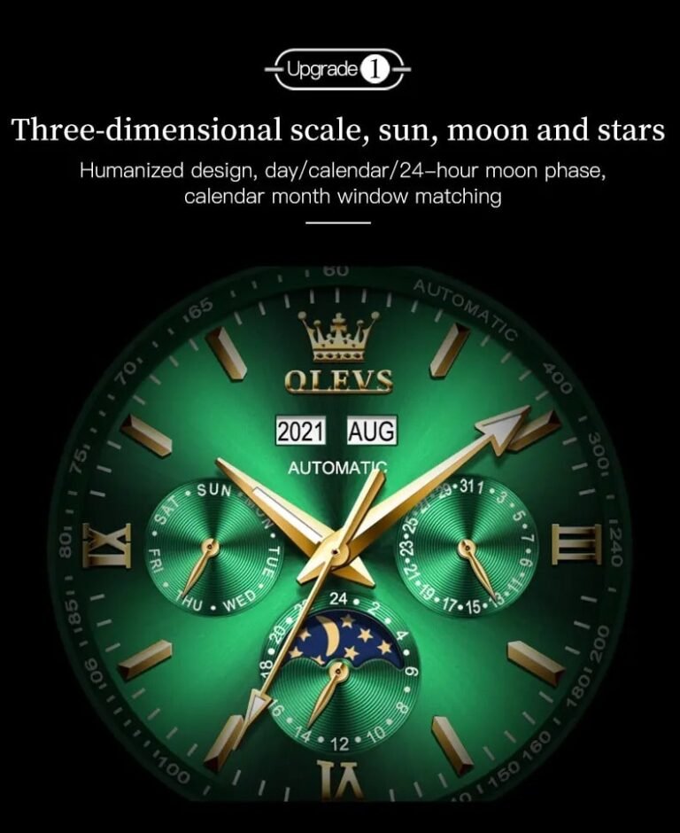 Olevs 6633 Luxury Moon Phase Calendar Automatic Watch - OLEVS WATCHES