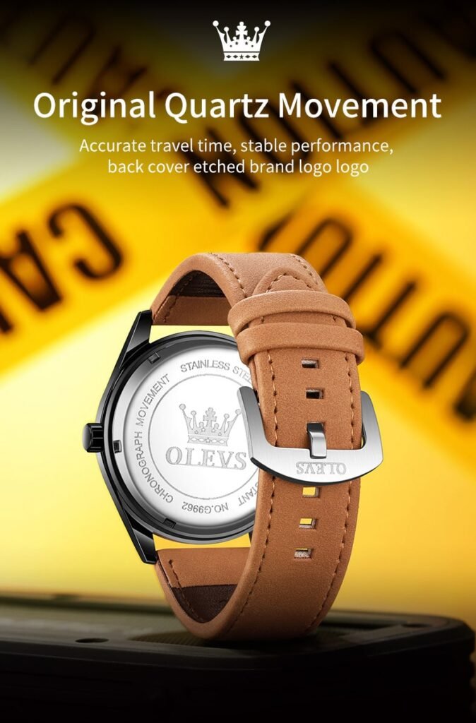 OLEVS 9962 Fashion Men Watch with Leather Strap - OLEVS WATCHES