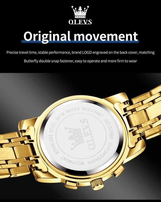 OLEVS 2889 Luxury Dual Time Mens Watch - OLEVS WATCHES