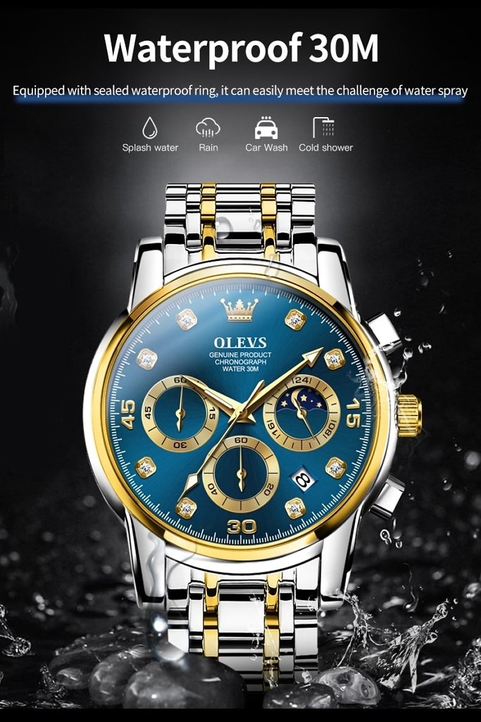 OLEVS 2889 Luxury Dual Time Mens Watch - OLEVS WATCHES