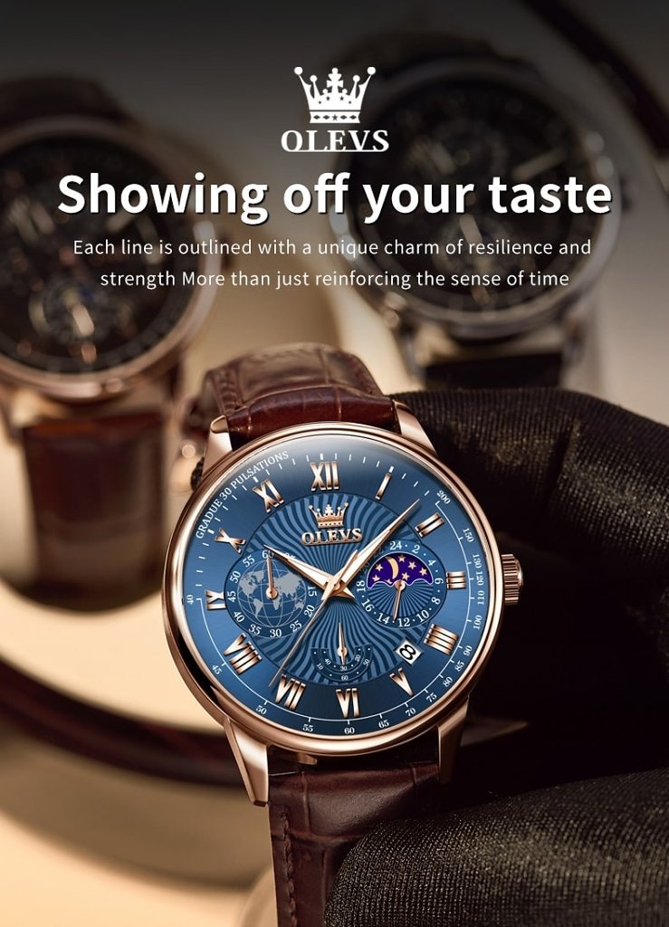 OLEVS 2893 Ultimate Luxury Leather Sport Watch - OLEVS WATCHES