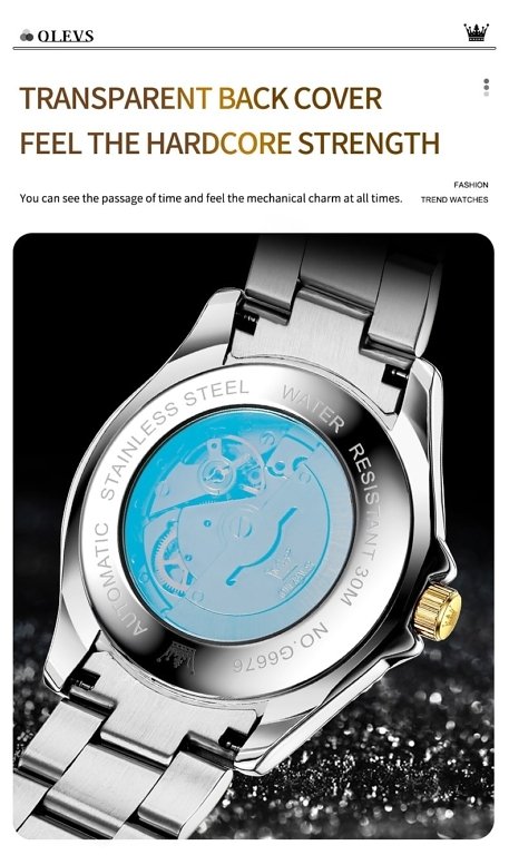 OLEVS 6676 Automatic Skeleton Watch - OLEVS WATCHES